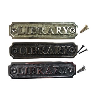 Library Door Sign Made From Solid Brass With a Choice of Finish. Brass ...