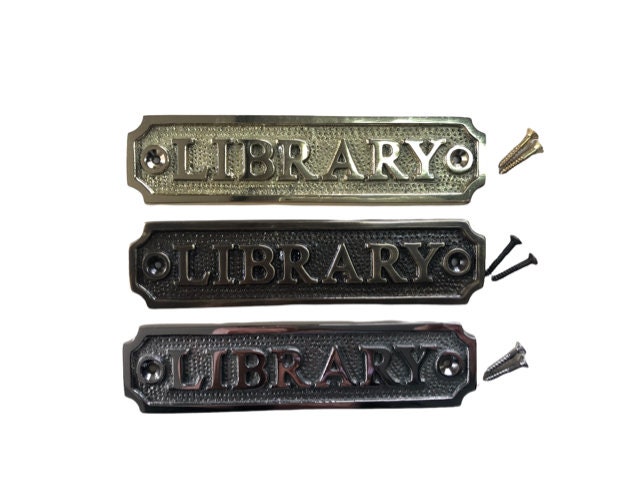 Library Door Sign Made From Solid Brass With a Choice of - Etsy UK