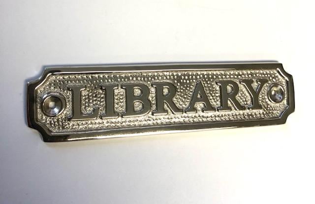 Library door sign made from solid brass with a choice of finish. Brass ...