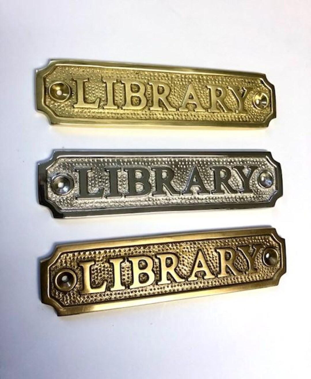 Library Door Sign Made From Solid Brass With a Choice of Finish. Brass ...