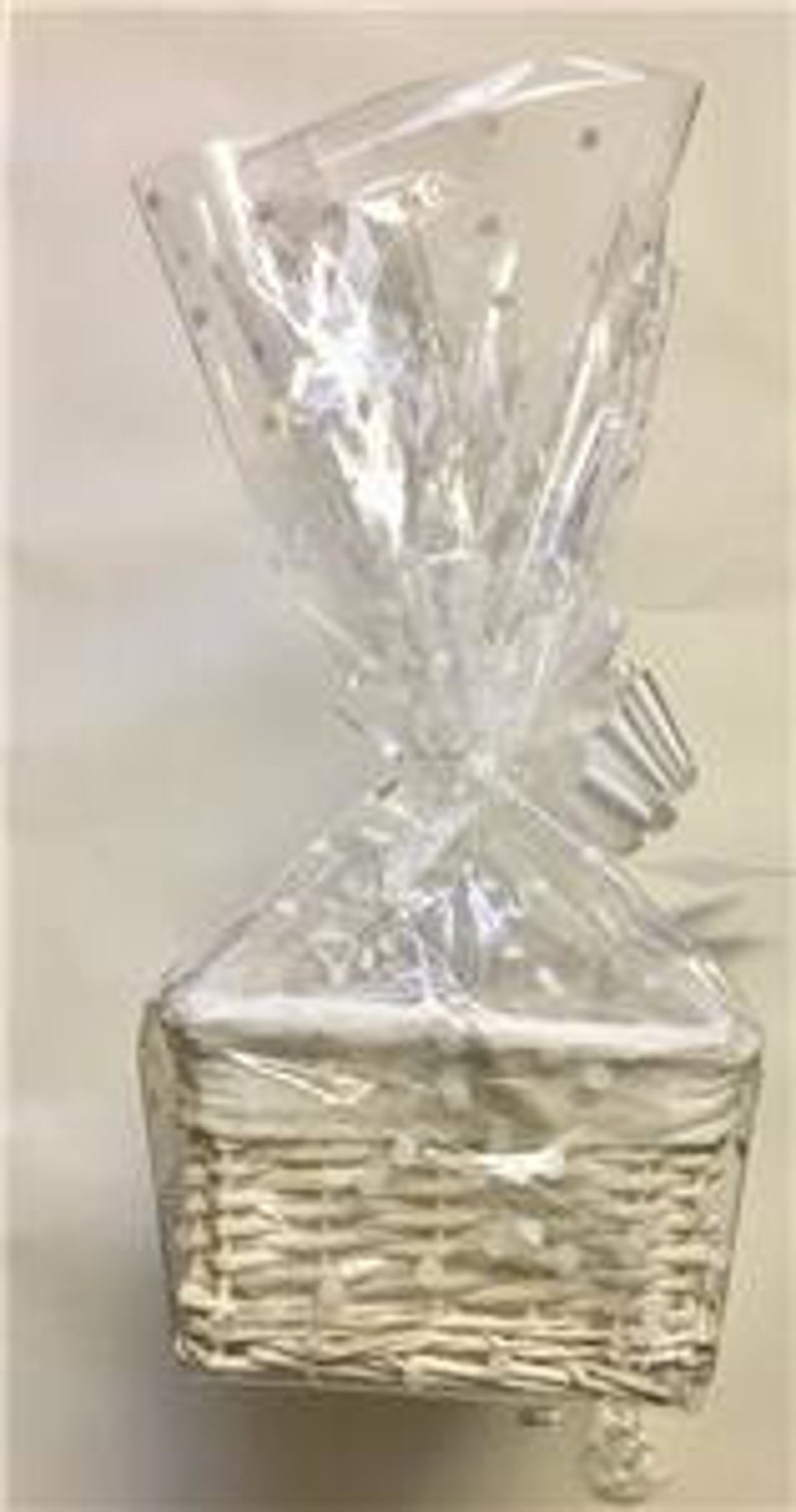Small White Hamper Basket, Cellophane and Pull Bow - Etsy UK