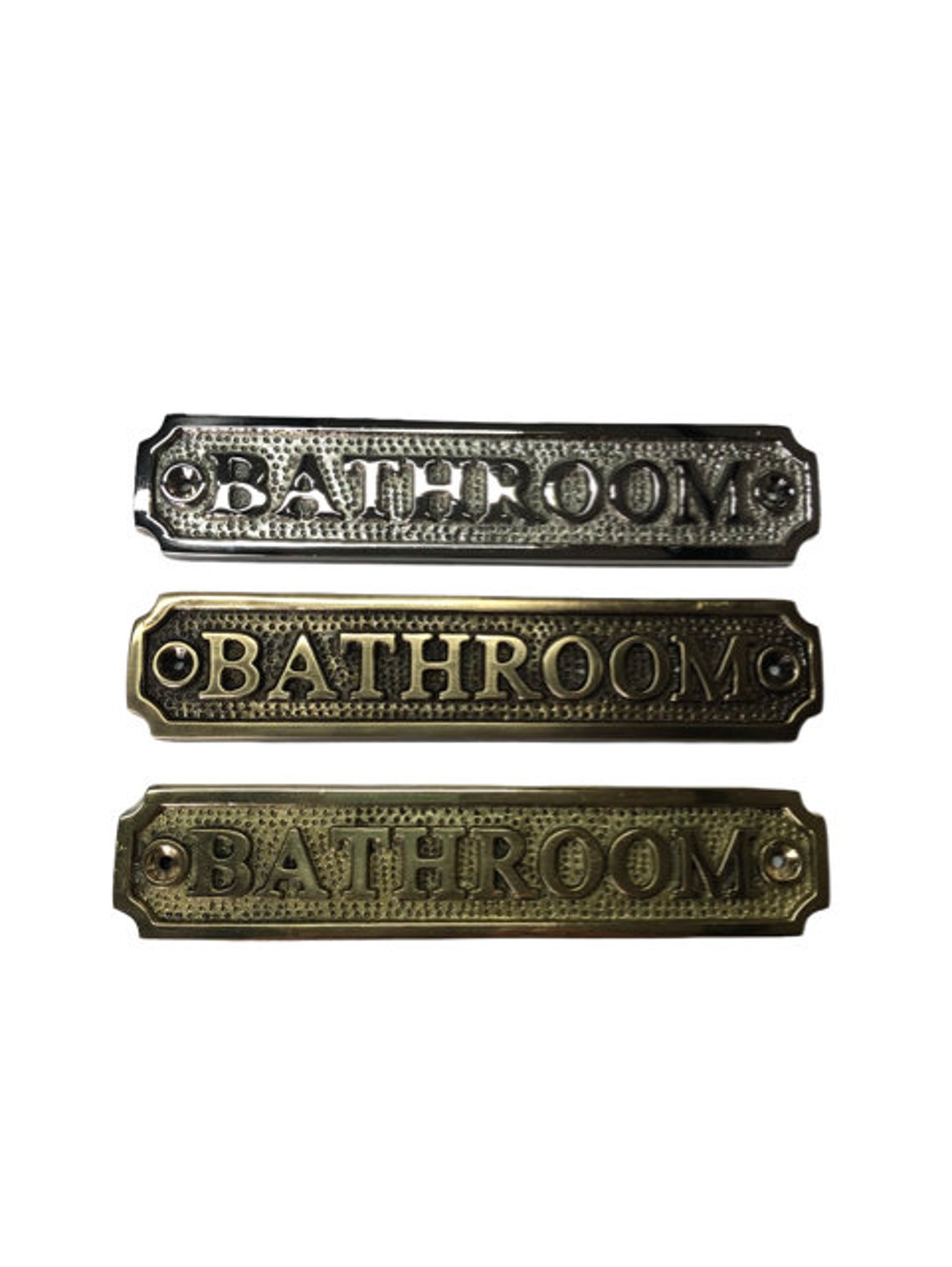 Bathroom Door Sign Available in Three Finishes Nickel - Etsy