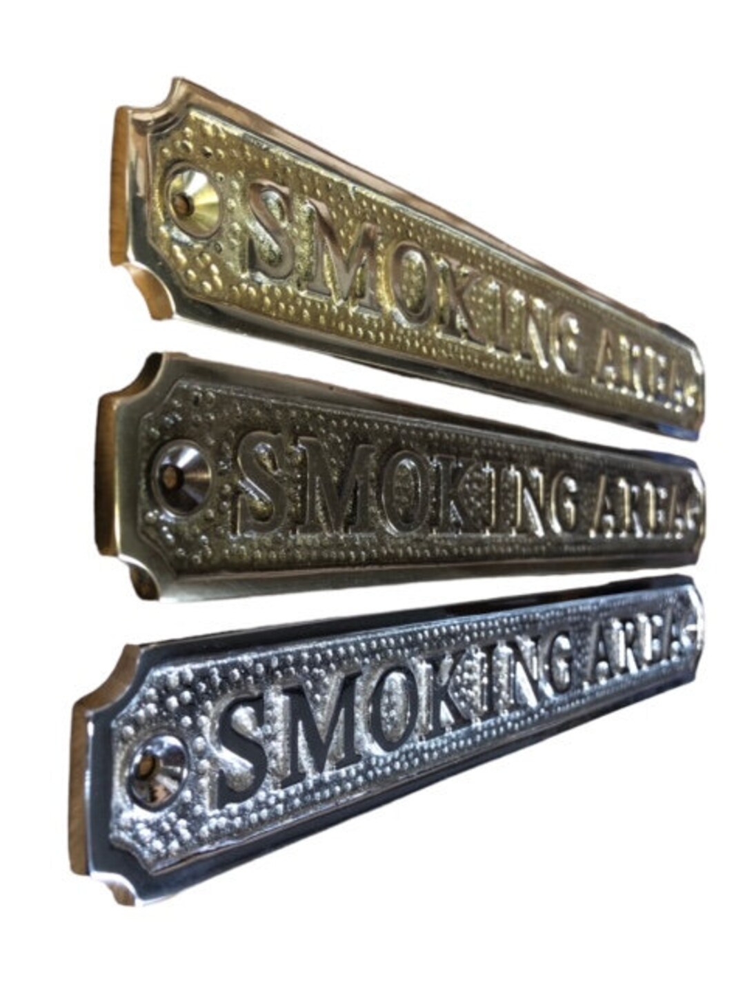 Smoking Area Door Sign Available in Three Finishes - Silver Nickel ...