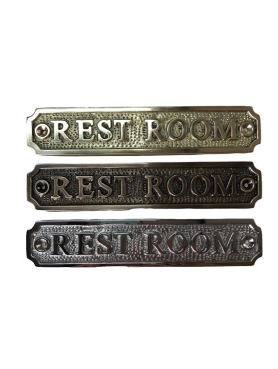 Rest Room Door Sign Available in Three Finishes Nickel - Etsy