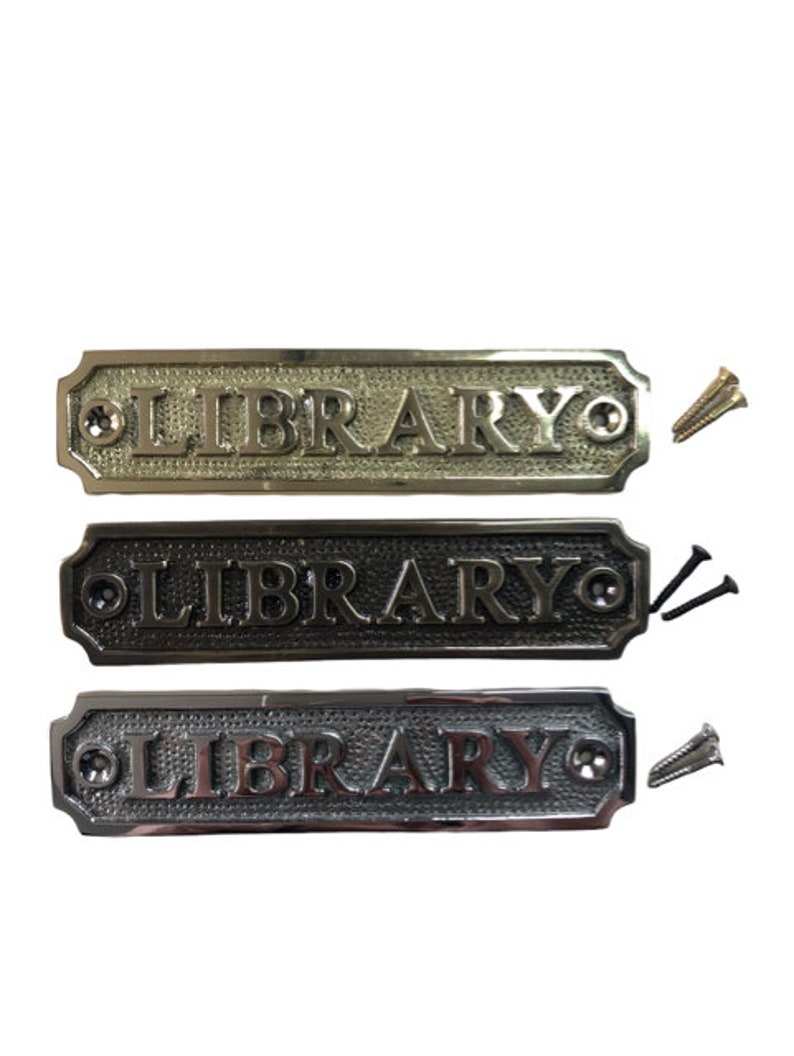 Library Door Sign Made From Solid Brass With a Choice of | Etsy UK