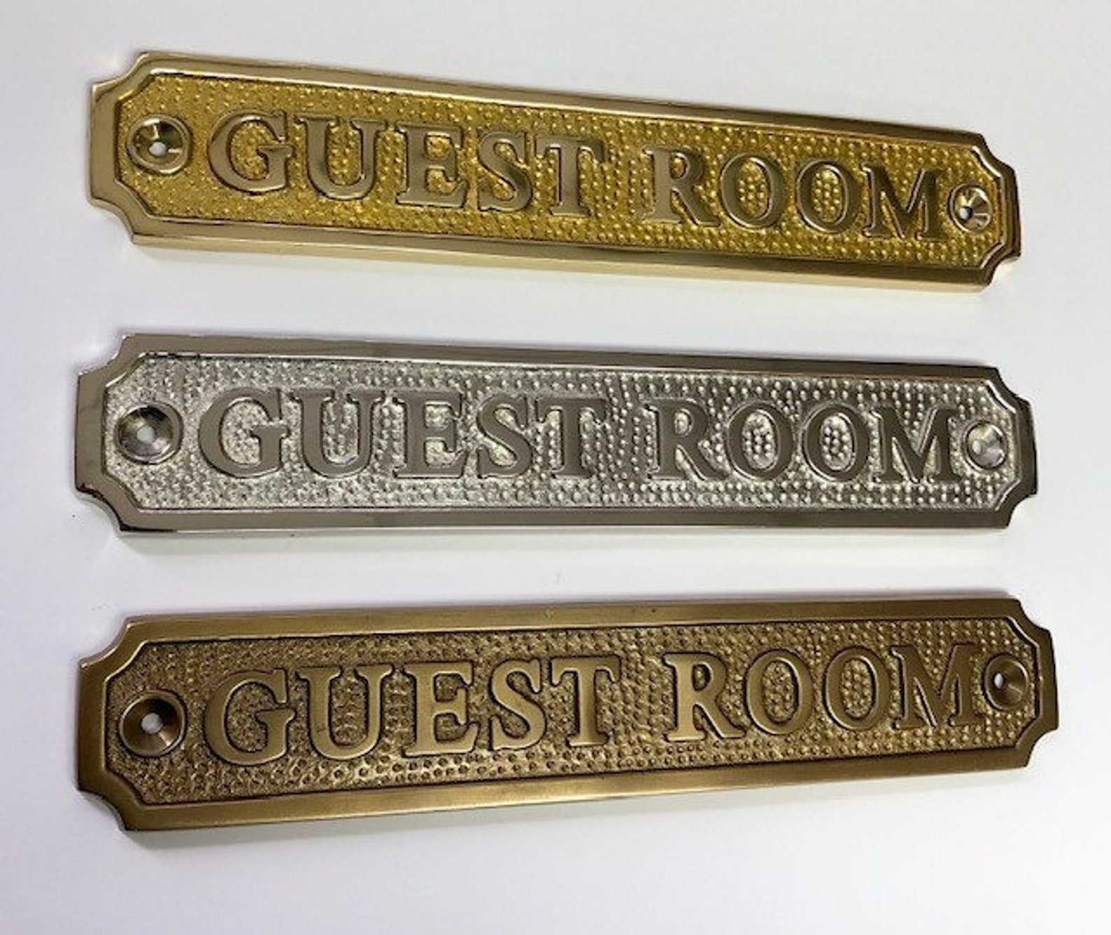 Guest Room Door Sign Available in Three Finishes - Nickel, Antique ...