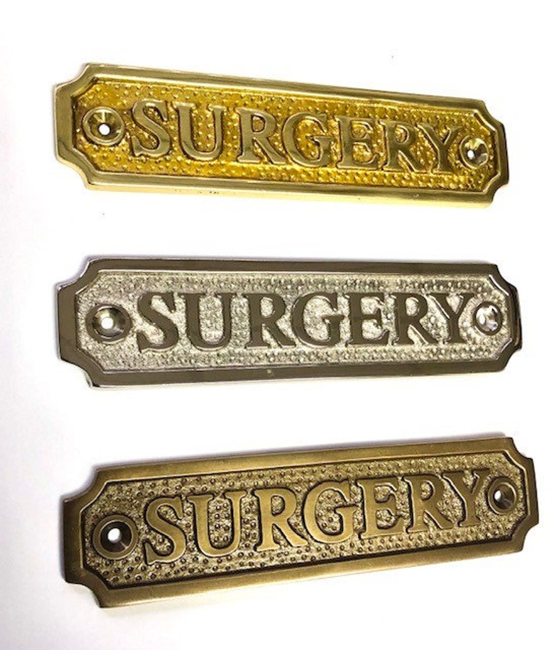 Brass Surgery Door Sign Available in Three Finishes - Nickel, Antique Bronze or Brass. Matching ...