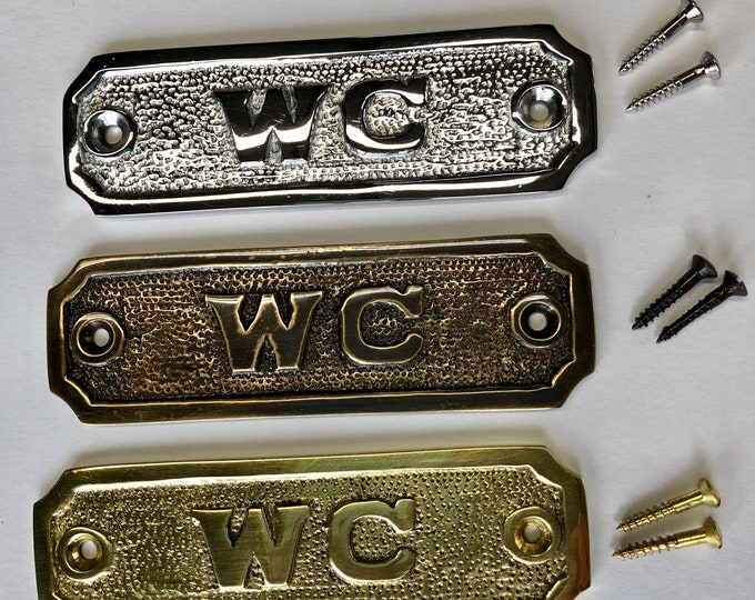WC Door Sign Available in Three Finishes Silver Nickel | Etsy