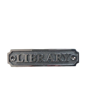 Library Door Sign Made From Solid Brass With a Choice of Finish. Brass ...