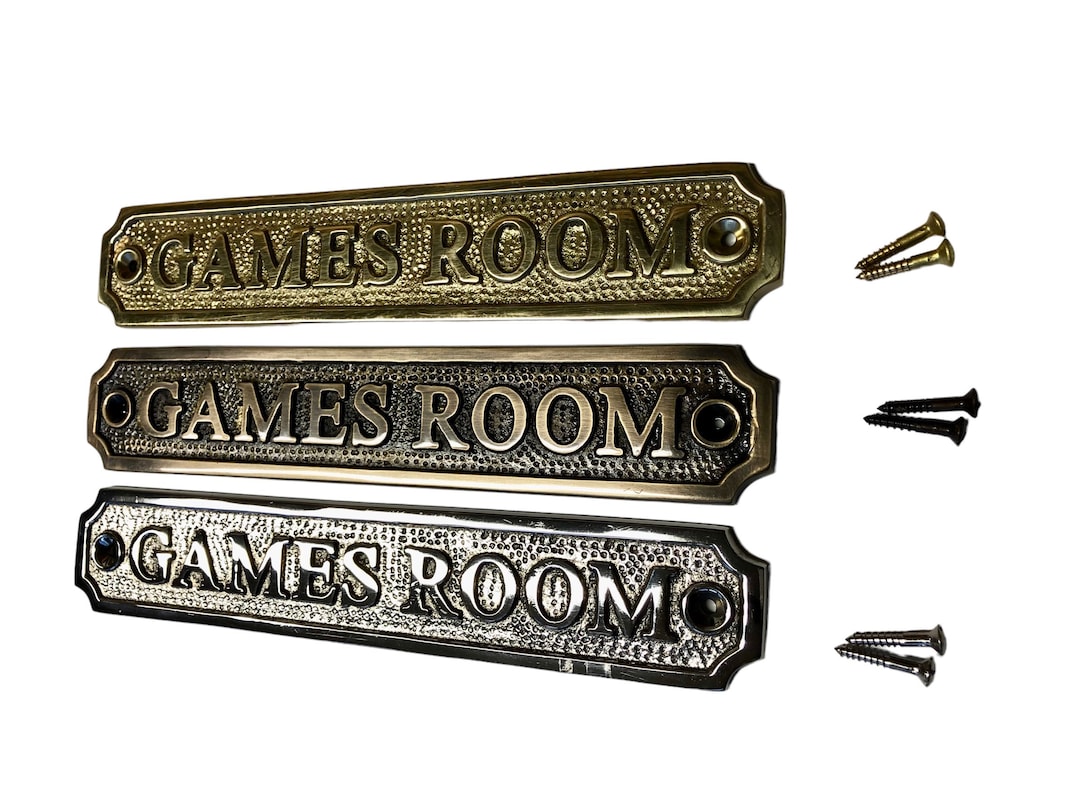 Games Room Door Sign Available in Three Finishes - Nickel, Antique ...