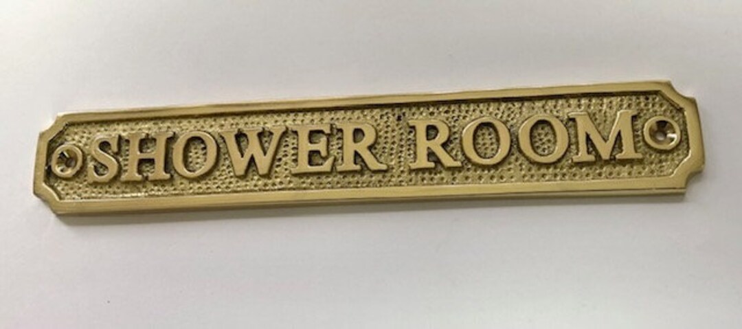 Shower Room Solid 20.5cm Brass Door Sign Available Different Finishes ...