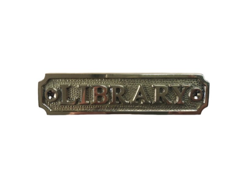 Library Door Sign Made From Solid Brass With a Choice of - Etsy UK