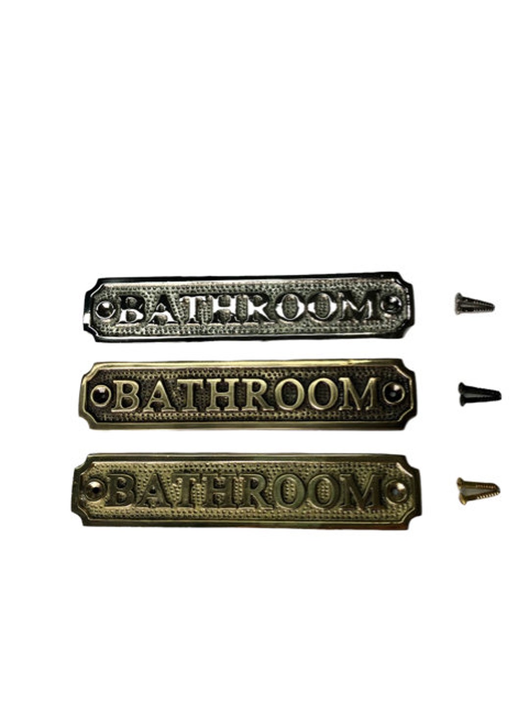 Bathroom Door Sign Available in Three Finishes - Nickel, Antique Bronze ...