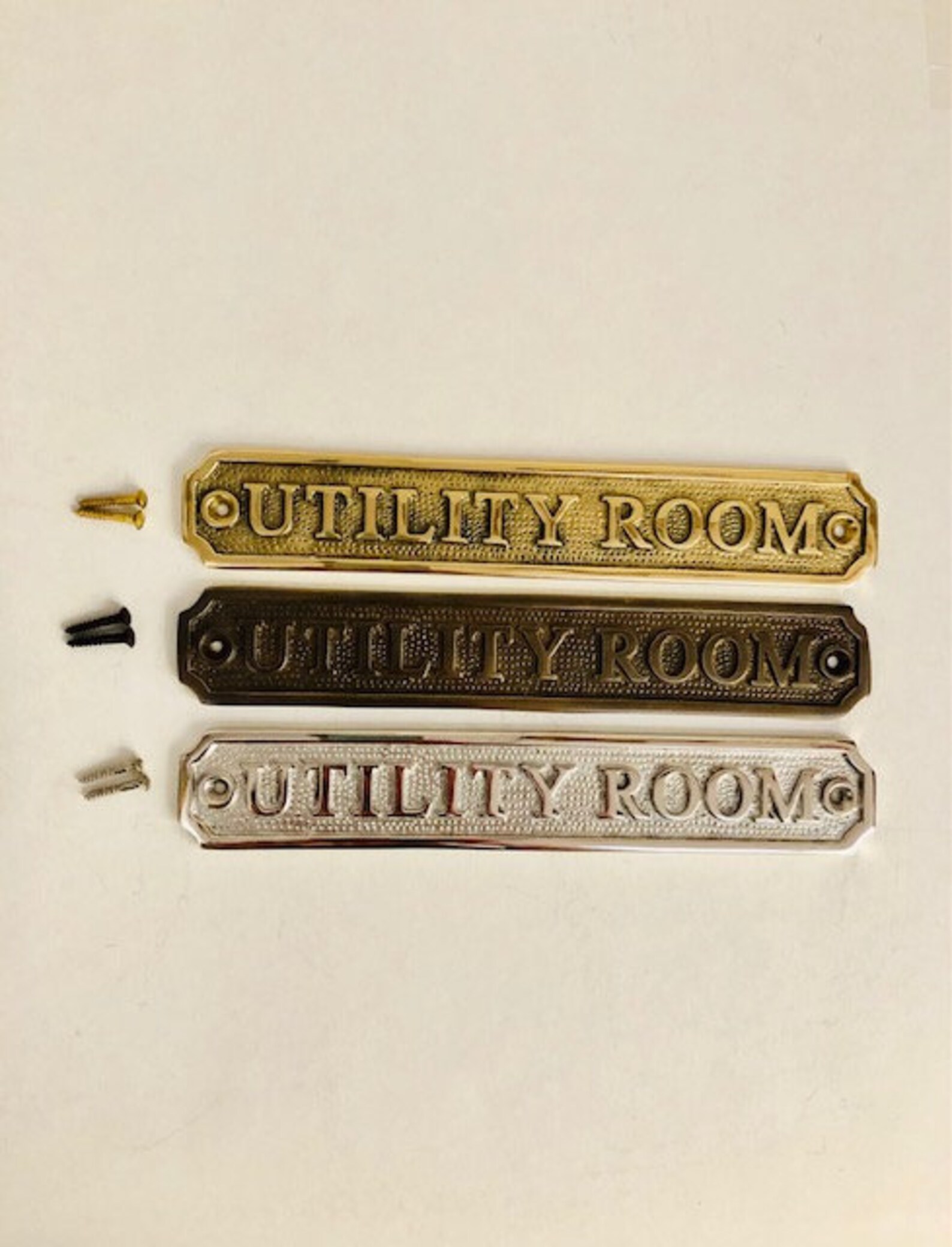 Utility room door sign available in three finishes silver | Etsy