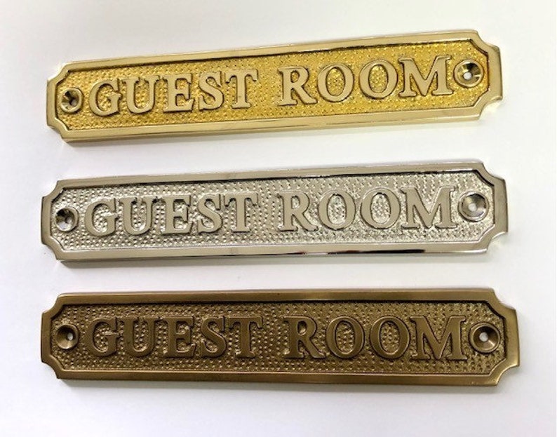 Guest Room Door Sign Available in Three Finishes - Nickel, Antique ...