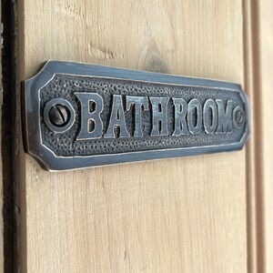 Bathroom door sign available in three finishes nickel | Etsy