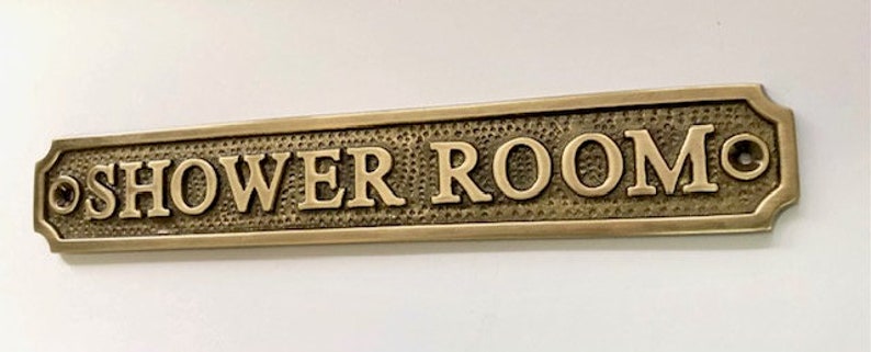 Shower Room Solid 20.5cm Brass Door Sign Available Different Finishes ...