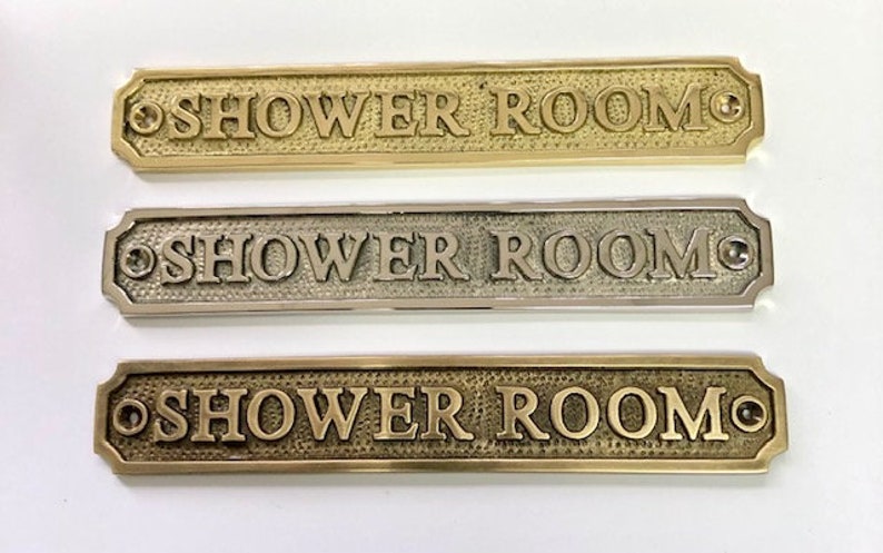 Shower Room Solid 20.5cm Brass Door Sign Available Different Finishes ...