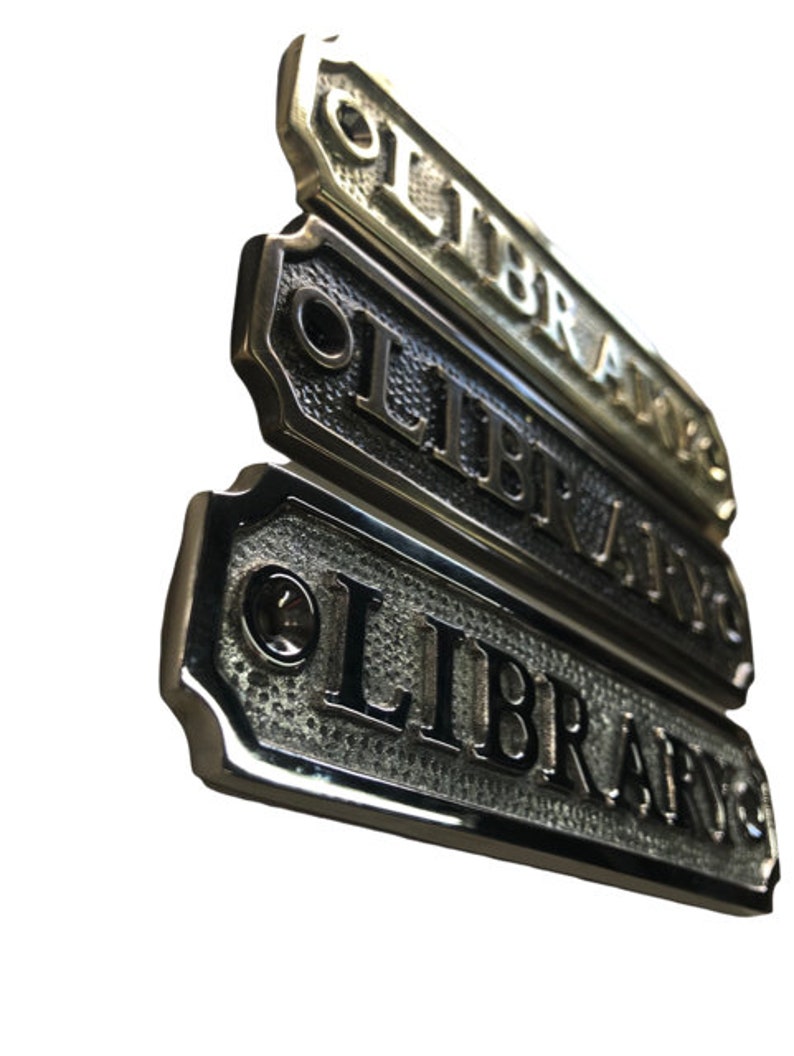 Library Door Sign Made From Solid Brass With a Choice of - Etsy