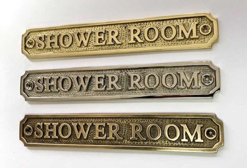Shower Room Solid 20.5cm Brass Door Sign Available Different Finishes ...