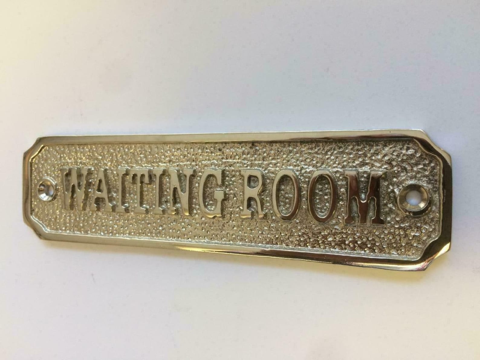 Waiting Room Door Sign Available in Three Finishes - Nickel, Antique ...