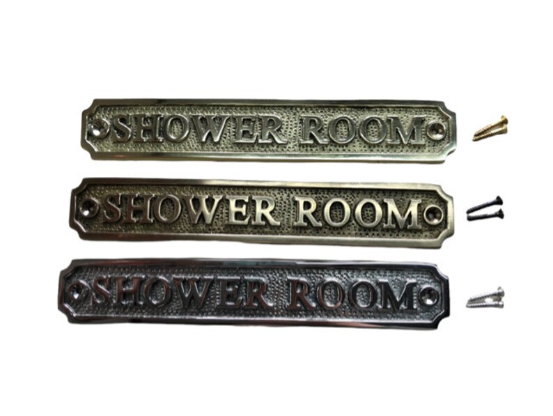 Shower Room Solid 20.5cm Brass Door Sign Available Different - Etsy