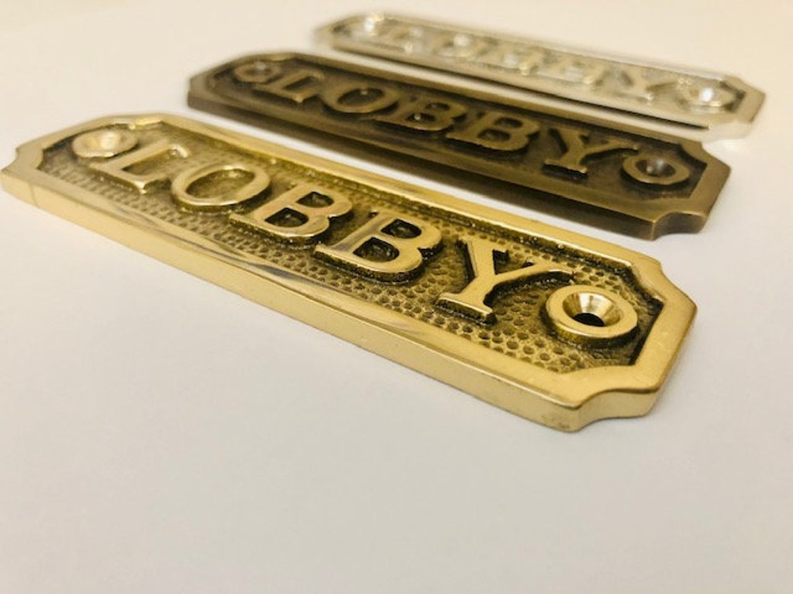 Lobby Door Sign Available in Three Finishes Silver Nickel - Etsy UK