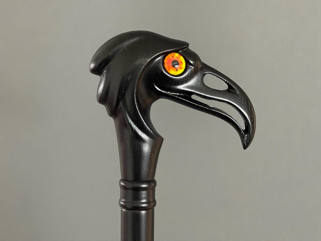 Black Crow Skull Walking Cane Walking Stick Goth Style Raven Skull Cane ...