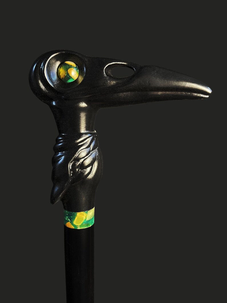 Raven Skull Cane Fancy Walking Canes Black Crow Skull Walking Cane ...