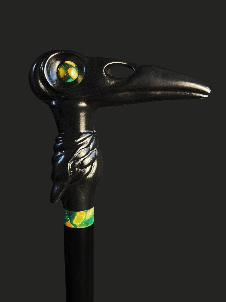 Black Crow Skull Walking Cane Walking Stick Goth Style Raven Skull Cane ...