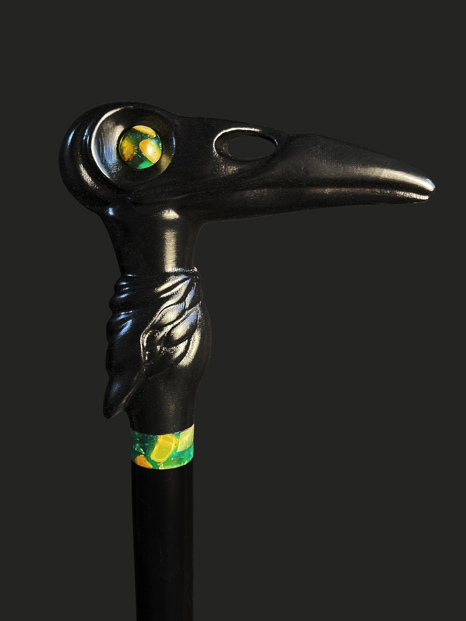Black Crow Skull Walking Cane Walking Stick Goth Style Raven Skull Cane ...