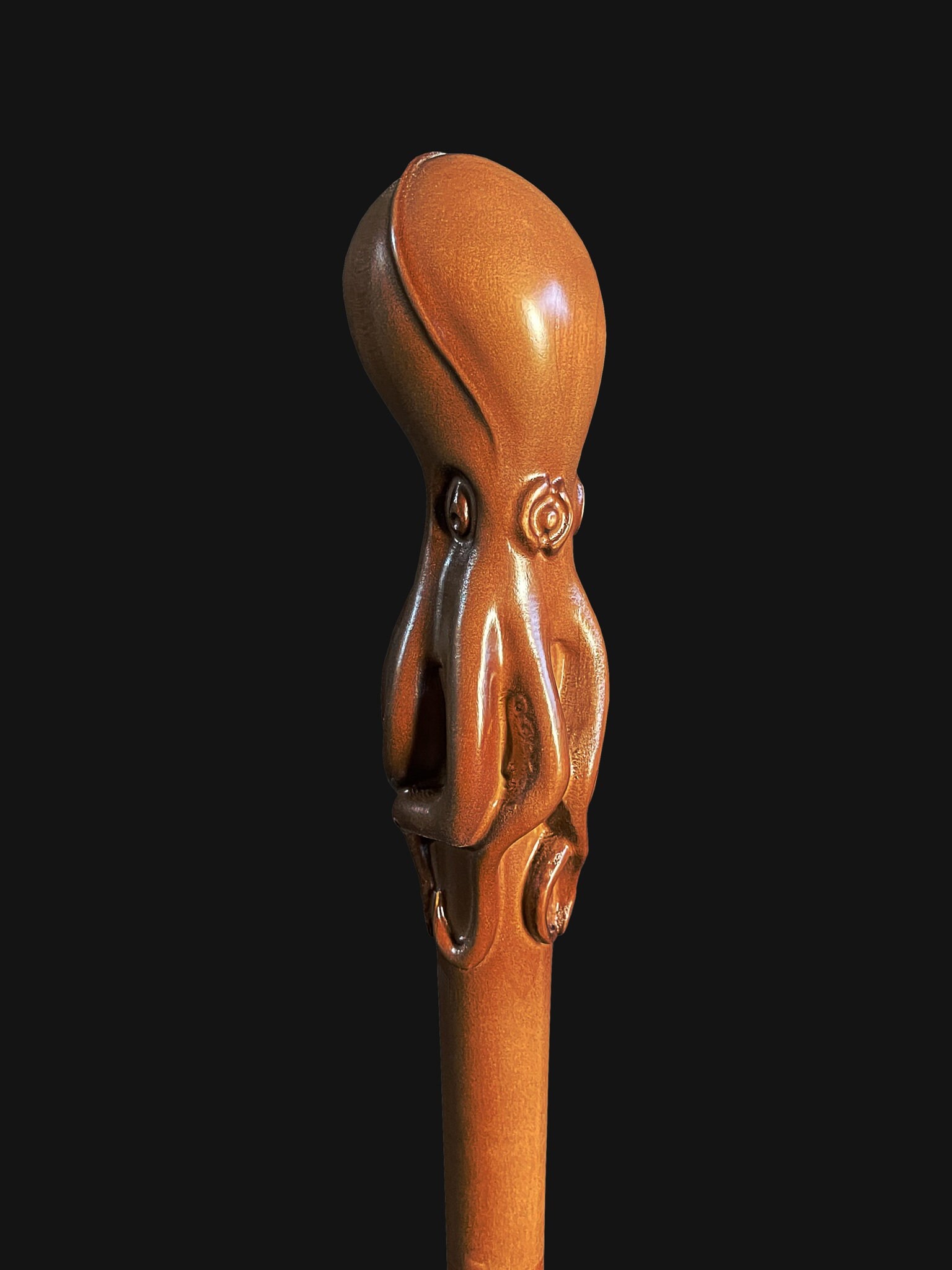 Octopus Walking Cane, Handmade Cane, Wooden Stick, Octopus Decor, A ...