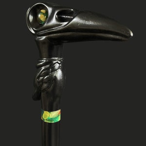 Black Crow Skull Walking Cane Walking Stick Goth Style Raven Skull Cane ...