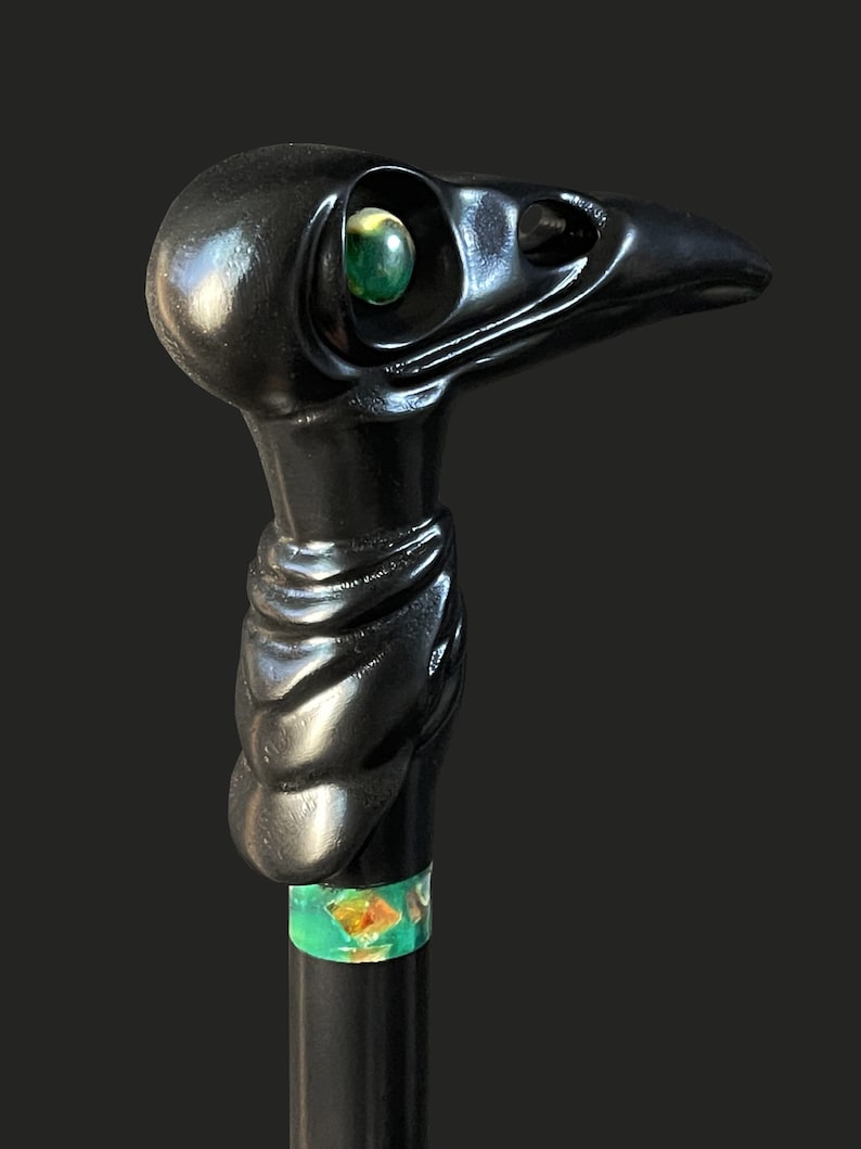 Raven Skull Cane Fancy Walking Canes Black Crow Skull Walking Cane ...