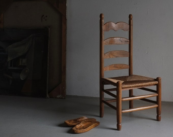 Low Rush Seat Ladder Back Chair | France | Vintage - Etsy