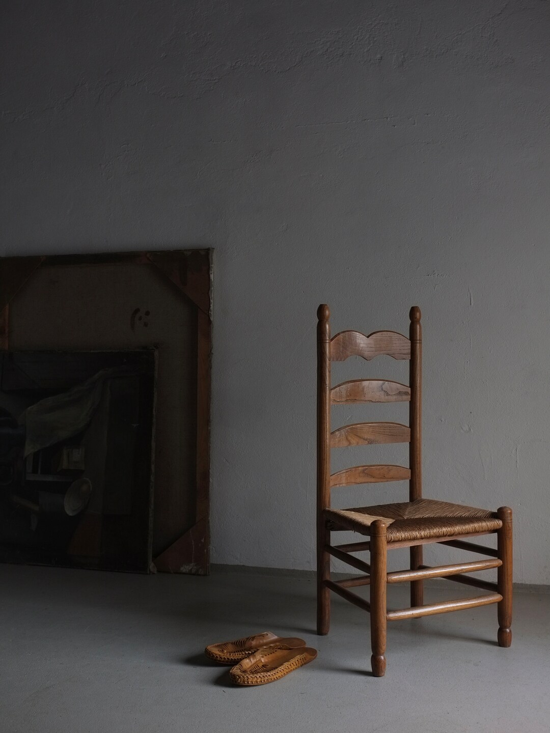 Low Rush Seat Ladder Back Chair France Vintage - Etsy