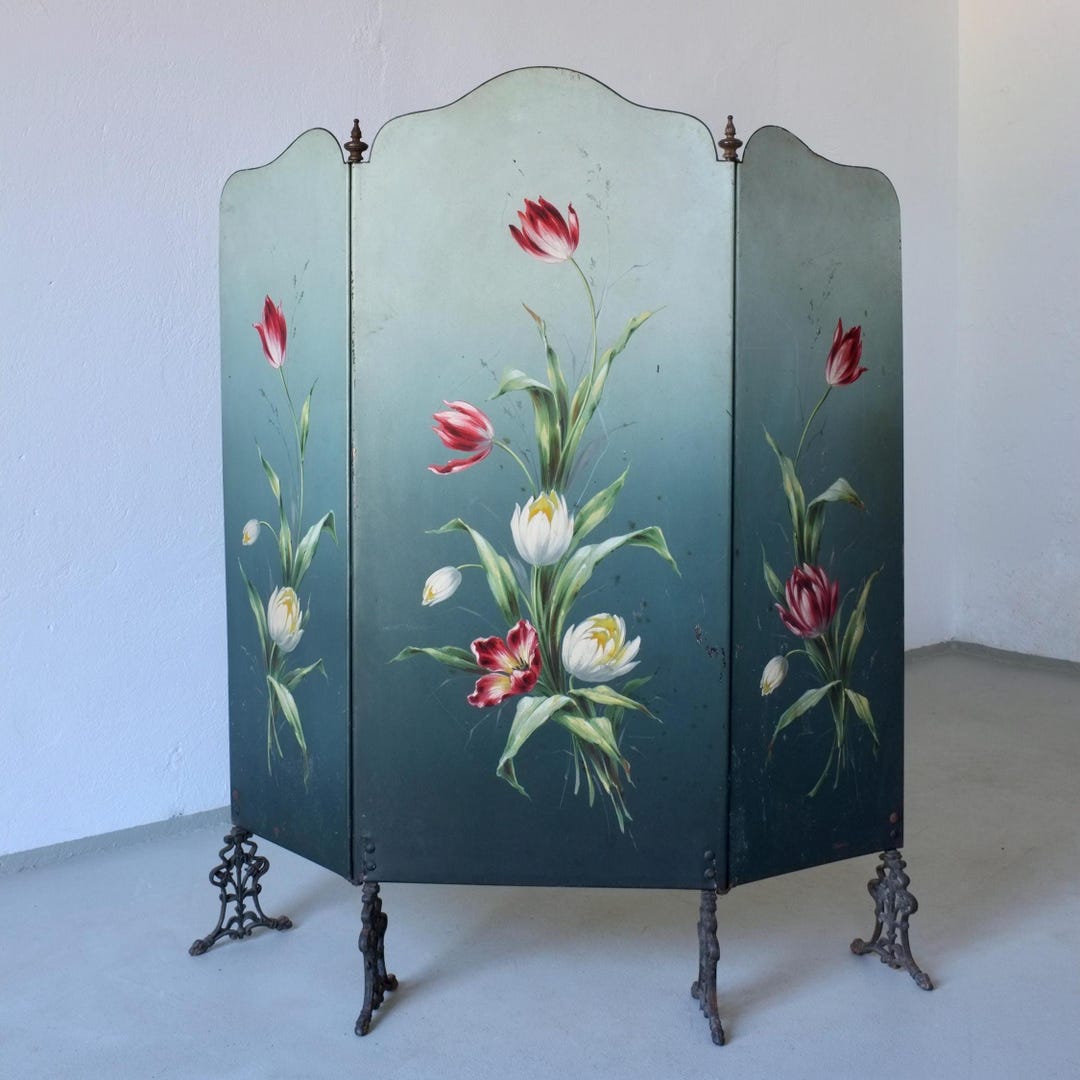 Art Nouveau Hand-painted Fireplace Screen | 1920s - Etsy