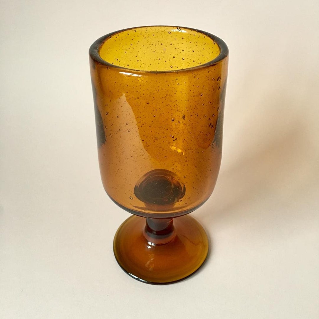Vintage Swedish Amber Bubble Glass Vase by Erik Höglund for Kosta Boda ...