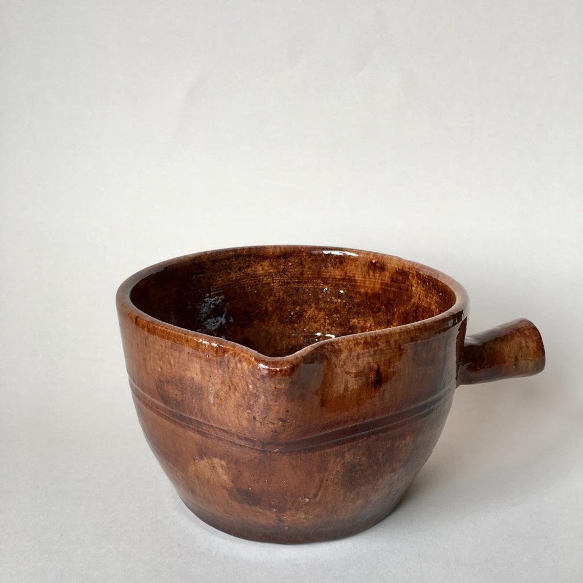 Vintage Studio Ceramic Glazed Brown Pottery Bowl With Handle - Etsy