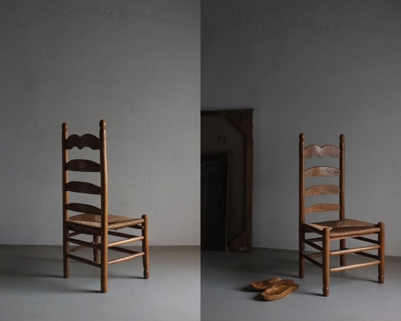Low Rush Seat Ladder Back Chair France Vintage - Etsy