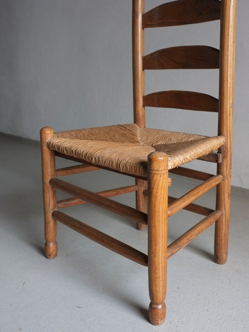 Low Rush Seat Ladder Back Chair France Vintage - Etsy