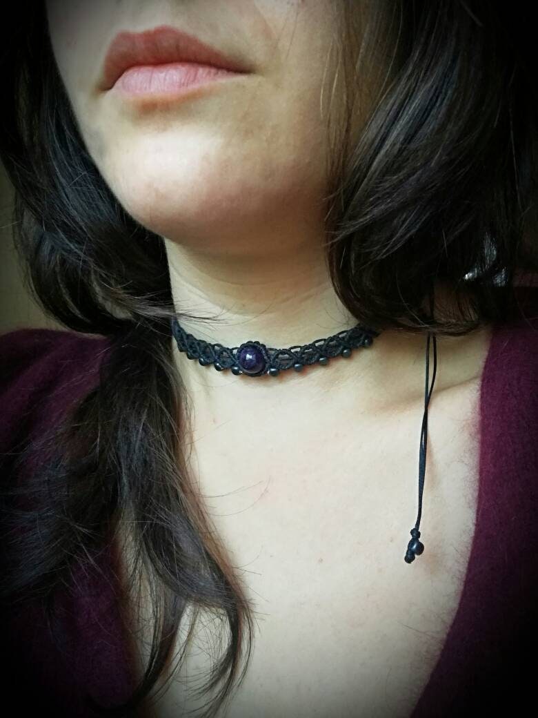 Dark Witch Choker Handmade Macrame Gothic Collar Necklace - Etsy