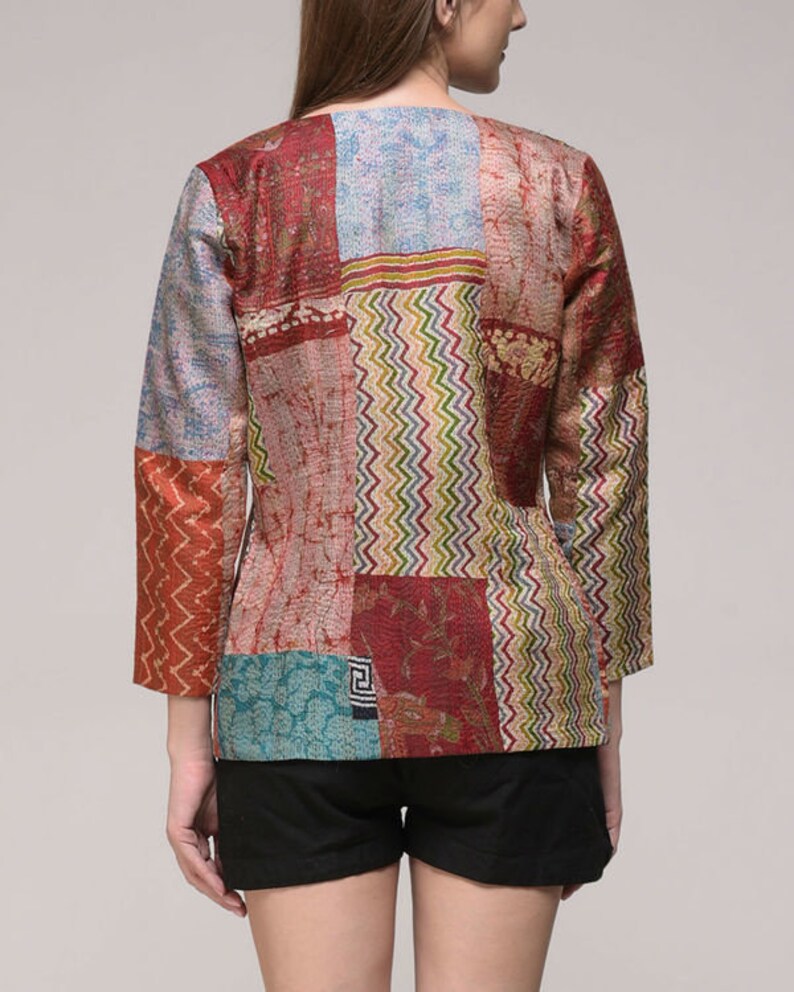 Vintage Silk Kantha Embroidered Jacket - Etsy