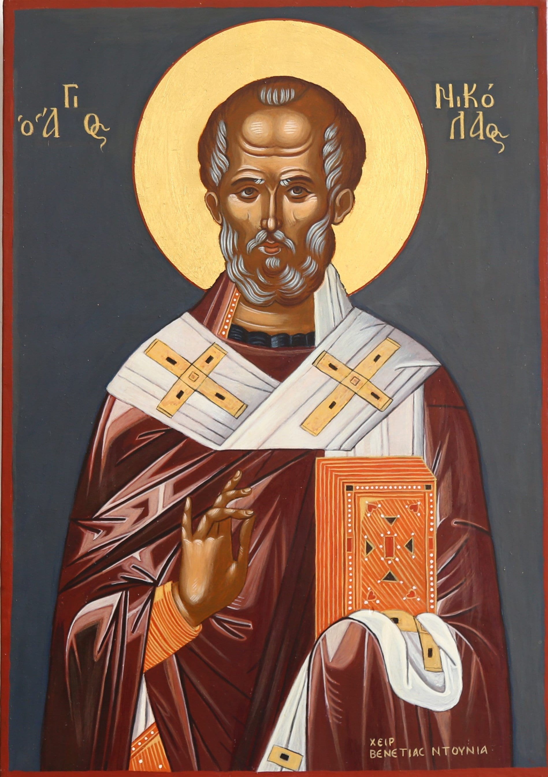 Saint Nicholas/agios Nikolaos. Hand-painted Orthodox Byzantine Icon on ...