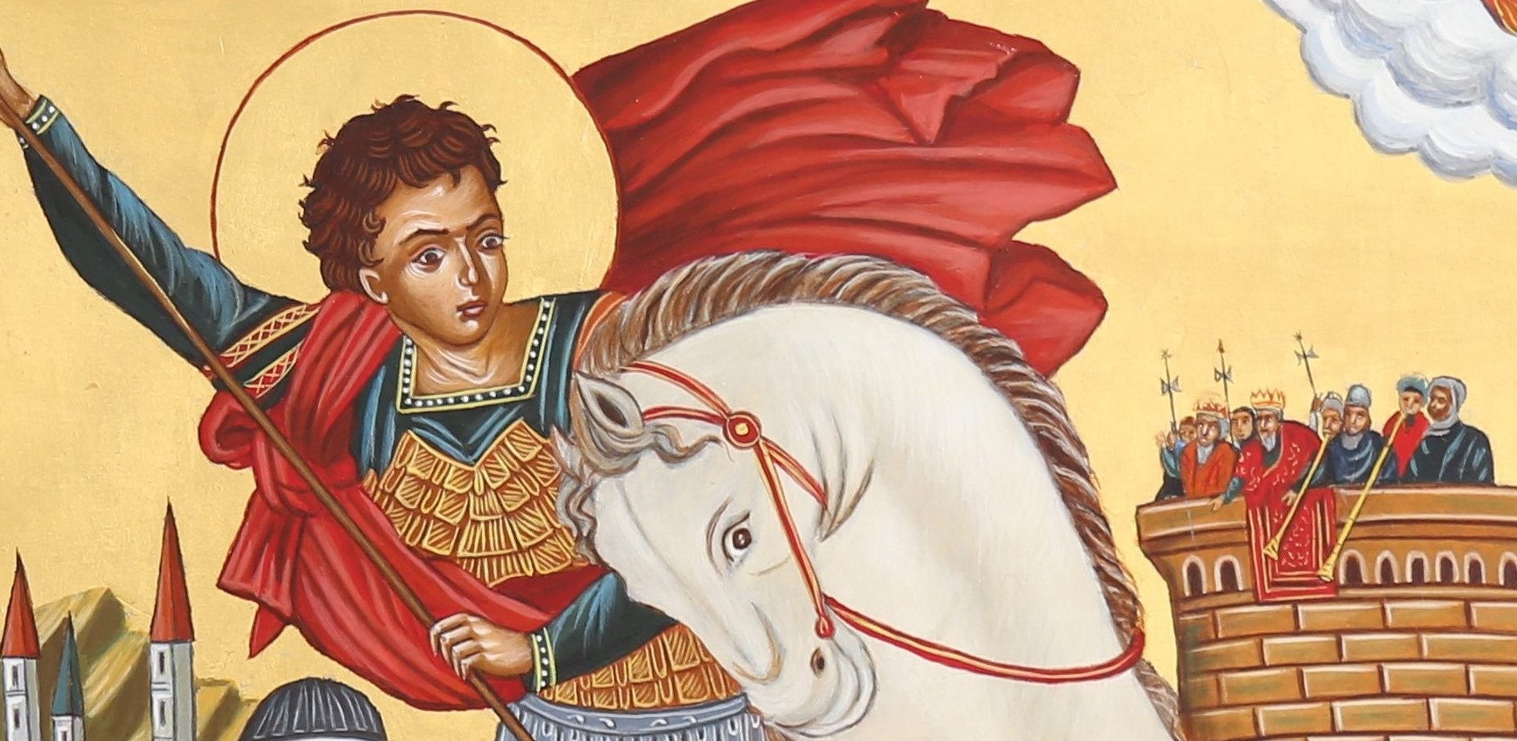 Saint George and the Dragon/agios Georgios. Hand-painted Orthodox ...