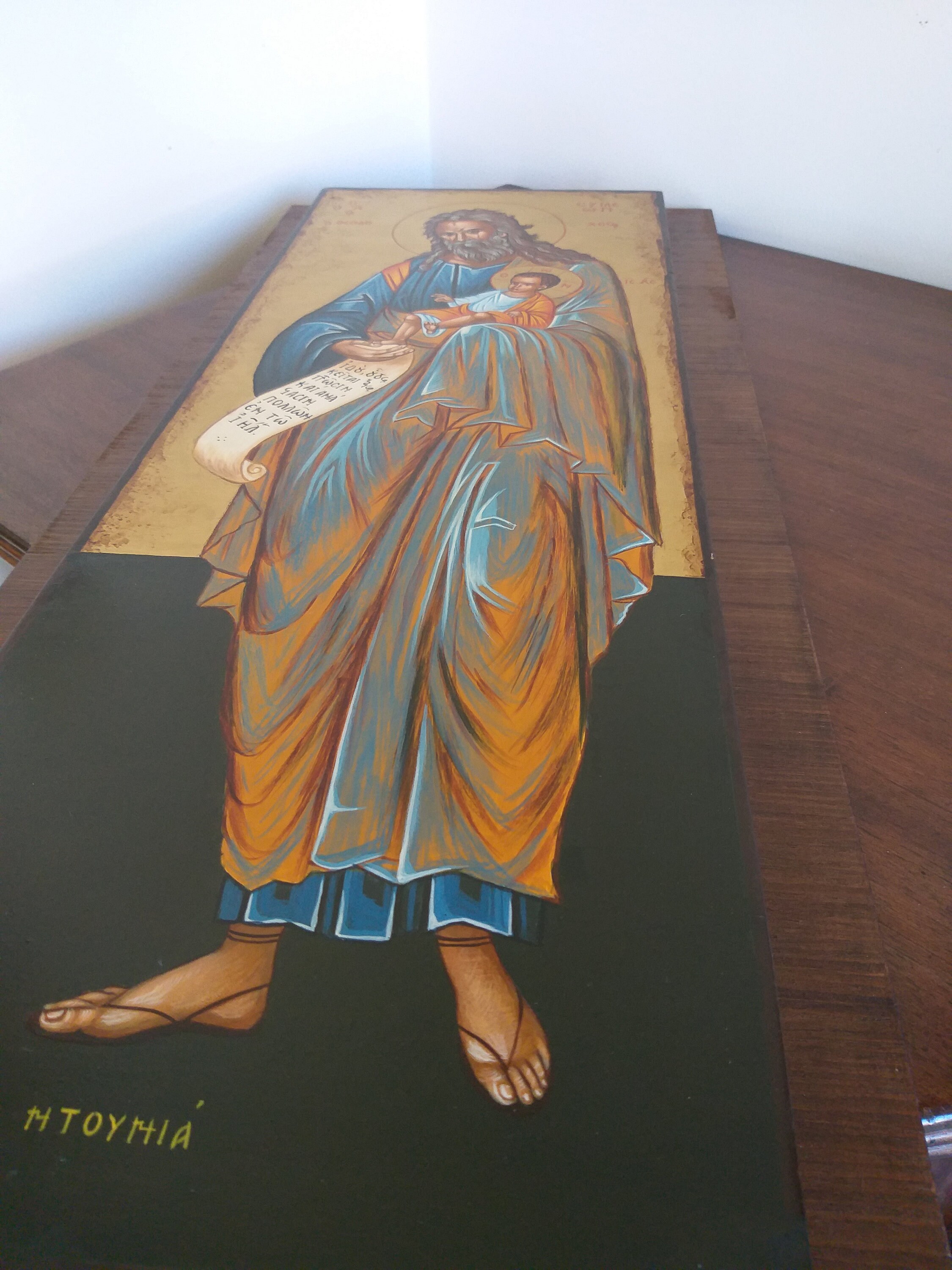 Saint Symeon the God-receiver. Hand-painted Orthodox Byzantine Icon on ...