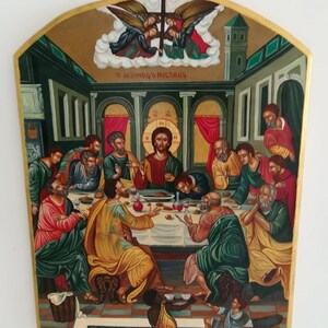 Mystical Supper/last Supper. Hand-painted Orthodox Byzantine Icon on ...