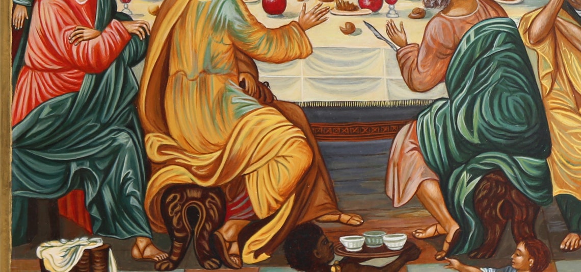 Mystical Supper/last Supper. Hand-painted Orthodox Byzantine Icon on ...