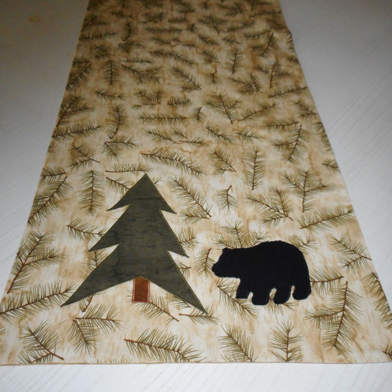 Northwoods Pine Needle Runner With Appliqued Moose,bear and Trees - Etsy