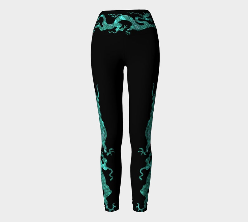 Dragon Yoga Leggings Green Dragon Leggings Dragon Pants | Etsy